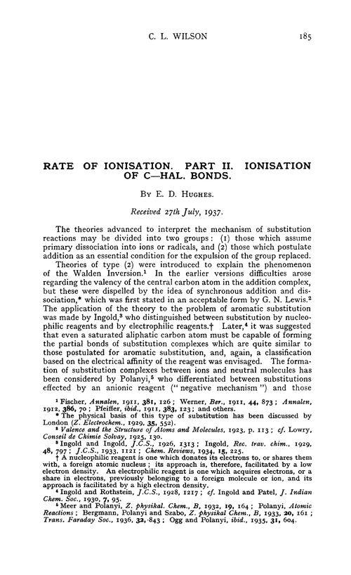 Rate of ionisation. Part II. Ionisation of C—hal. bonds - Transactions ...