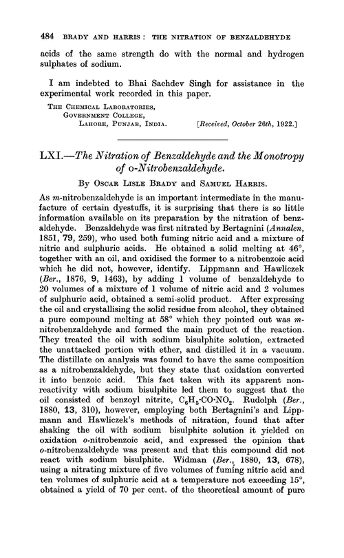 LXI.—The nitration of benzaldehyde and the monotropy of o ...