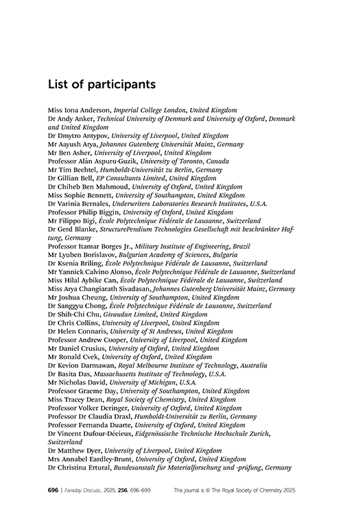 List of participants - Faraday Discussions (RSC Publishing)