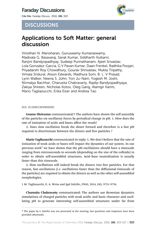 Applications to Soft Matter: general discussion - Faraday Discussions ...