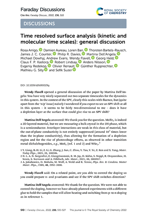 Time resolved surface analysis (kinetic and molecular time scales ...
