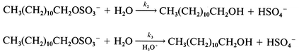 The hydrolysis of C12 primary alkyl sulfates in concentrated aqueous ...