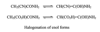 Halogenation of enol tautomers of 2-cyanoacetamide and malonamic acid ...