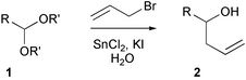 Facile synthesis of homoallylic alcohols from aldehyde acetals in water ...