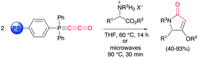 Synthesis and reactions of polymer-bound Ph3P [[double bond, length as ...