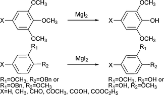 Selective demethylation and debenzylation of aryl ethers by magnesium ...