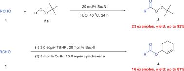 Synthesis of tert-butyl peresters from aldehydes by Bu4NI-catalyzed ...
