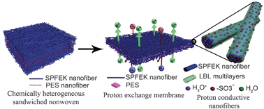 A proton exchange membrane fabricated from a chemically heterogeneous ...