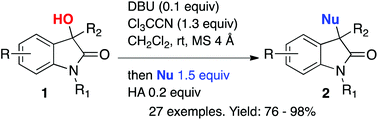 Synthesis of 3,3-disubstituted oxindoles by one-pot integrated Brønsted base-catalyzed ...