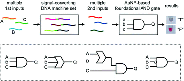 Multiple-input and visible-output logic gates using signal-converting ...
