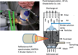 Real-time release monitoring for water content and mean particle size of granules in lab-sized ...