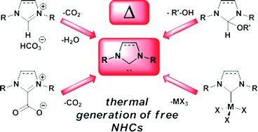 Liberation of N-heterocyclic carbenes (NHCs) from thermally labile ...