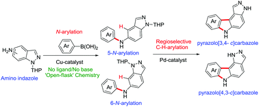 Cu-catalyzed arylation of the amino group in the indazole ring ...