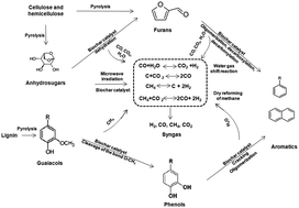 Hydrocarbon and hydrogen-rich syngas production by biomass catalytic ...