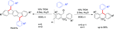 TfOH catalyzed synthesis of 9-arylfluorenes via tandem reaction under ...