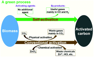 Self-activation for activated carbon from biomass: theory and ...