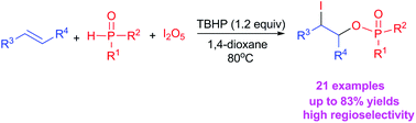 Metal-free direct difunctionalization of alkenes with I2O5 and P(O)–H ...