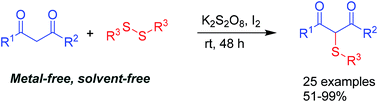 K2S2O8/I2 promoted syntheses of α-thio-β-dicarbonyl compounds via ...