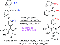 Selective reduction of nitro-compounds to primary amines by nickel ...