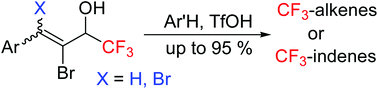 Brominated CF3-allyl alcohols as multicentered electrophiles in TfOH ...