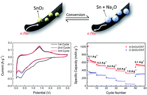 Enhanced conversion reaction kinetics in low crystallinity SnO2/CNT ...