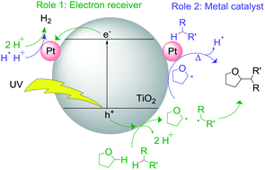 Bifunctional property of Pt nanoparticles deposited on TiO2 for the ...