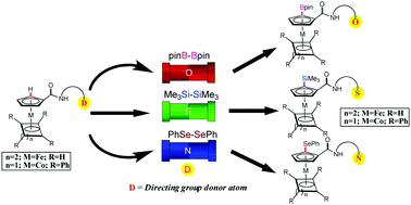 Borylation, silylation and selenation of C–H bonds in metal sandwich ...