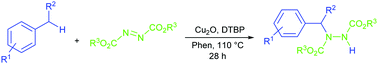 Synthesis of benzyl hydrazine derivatives via amination of benzylic C ...