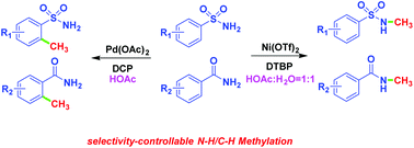 Pd/Ni catalyzed selective N–H/C–H methylation of amides by using ...
