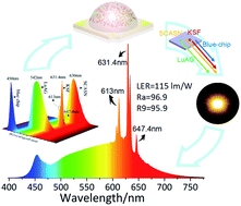 Realizing superior white LEDs with both high R9 and luminous efficacy by using dual red ...