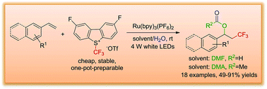 Four-component acyloxy-trifluoromethylation of arylalkenes mediated by ...