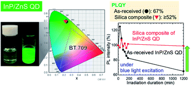 Photoluminescence color stability of green-emitting InP/ZnS core/shell ...