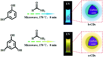 High quantum yield blue- and orange-emitting carbon dots: one-step microwave synthesis and ...