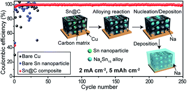 Tin nanoparticles embedded in a carbon buffer layer as preferential ...