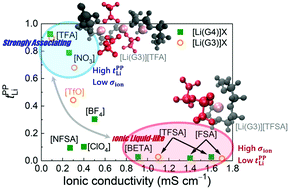 Anion effects on Li ion transference number and dynamic ion ...
