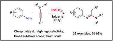Zn(OTf)2-catalyzed hydroamination of ynamides with aromatic amines - Organic & Biomolecular ...
