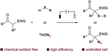 Electrochemical α-thiolation and azidation of 1,3-dicarbonyls ...