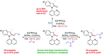 Access to the C2 C–H olefination, alkylation and deuteration of indoles by rhodium(iii ...