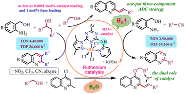 Ruthenium pincer complex catalyzed efficient synthesis of quinoline, 2-styrylquinoline and ...