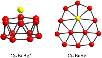 Boron-based tubular BeB12+ and quasi-planar BeB120/− clusters ...