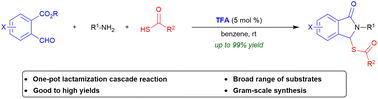 A Brønsted acid-catalyzed thioacid addition to in situ-generated ...