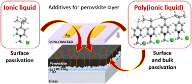 Ionic and poly(ionic liquid)s as perovskite passivating molecules for improved solar cell ...