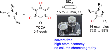 Solvent-free mechanochemical chlorination of pyrazoles with ...
