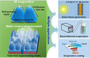 Boosting water evaporation via continuous formation of a 3D thin film ...