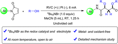 Electrocatalytic ring-opening dihydroalkoxylation of N-aryl maleimides ...