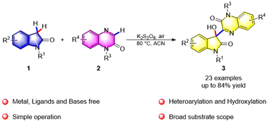 K2S2O8-mediated direct C–H heteroarylation/hydroxylation of indolin-2 ...