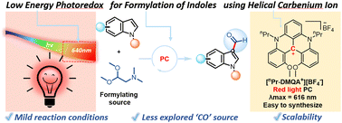 Red-light mediated formylation of indoles using a helical carbenium ion ...