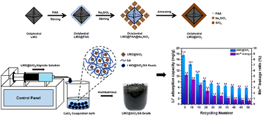 Continuous flow extraction of lithium from brine using silica-coated ...