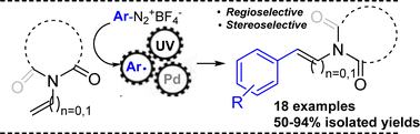 Photocatalytic Heck–Matsuda reaction: selective arylation of N-vinyl ...