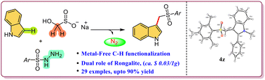 Rongalite induced metal-free C(sp2)–H functionalization of indoles ...